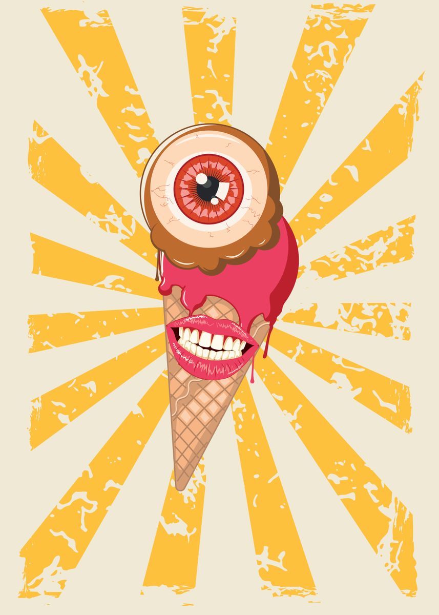 'Big eyeball ice cream' Poster, picture, metal print, paint by ...