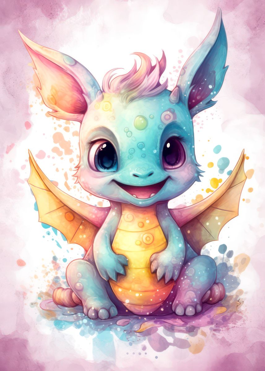 'My little Dragon Friend' Poster, picture, metal print, paint by ...