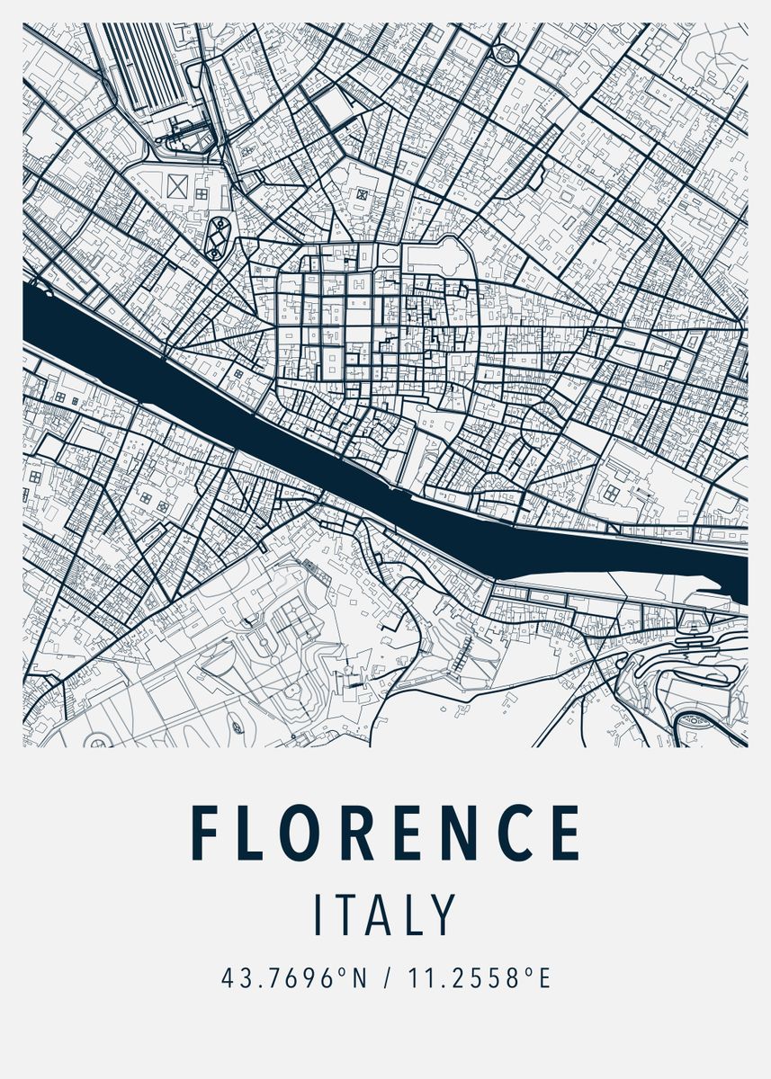 'florence simple map' Poster, picture, metal print, paint by Denise ...