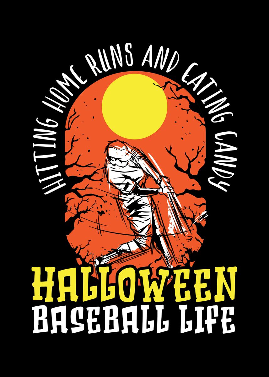 'Baseball Halloween' Poster, picture, metal print, paint by NAO | Displate
