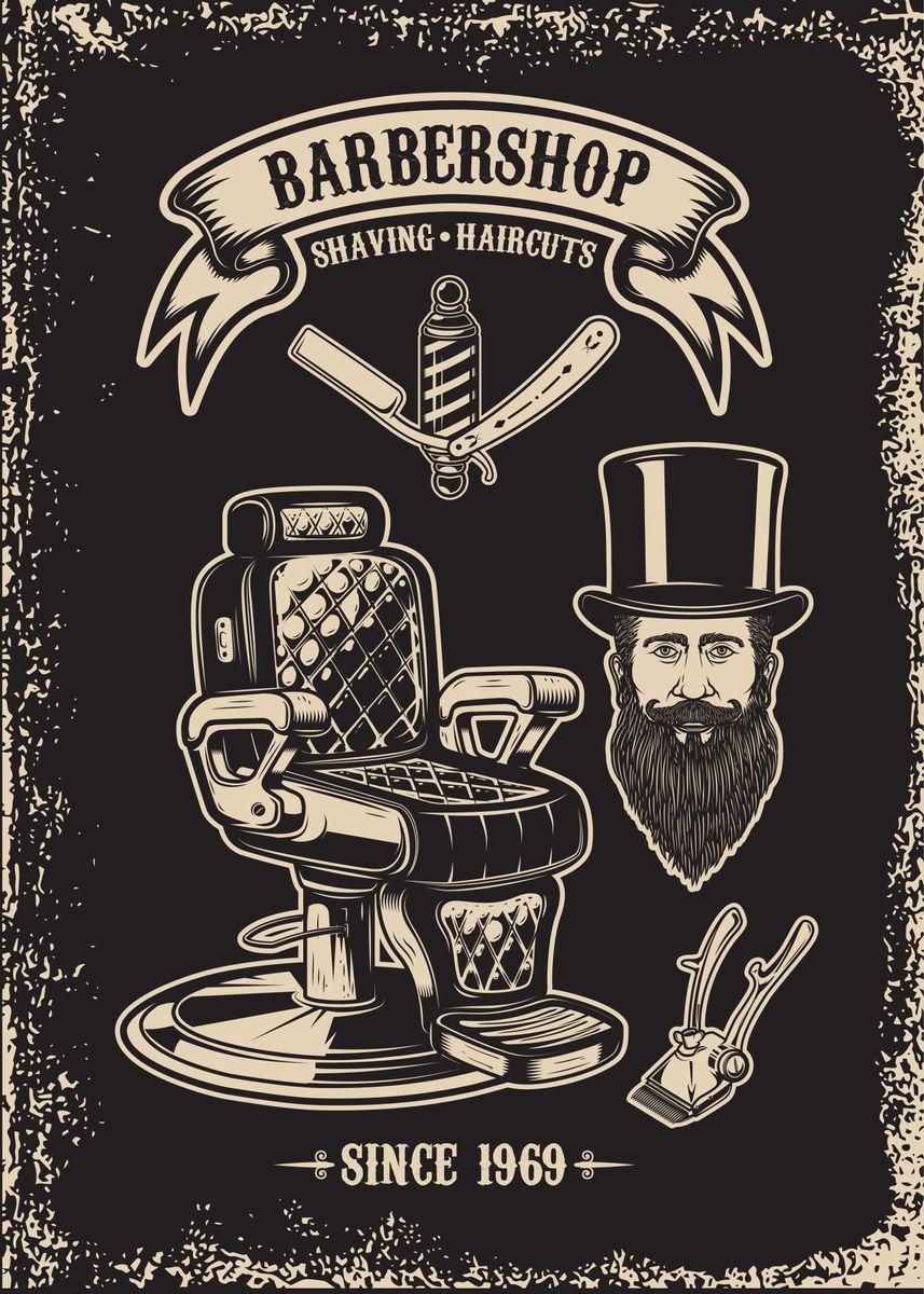 'Barber shop vintage poster' Poster by VectorHight | Displate