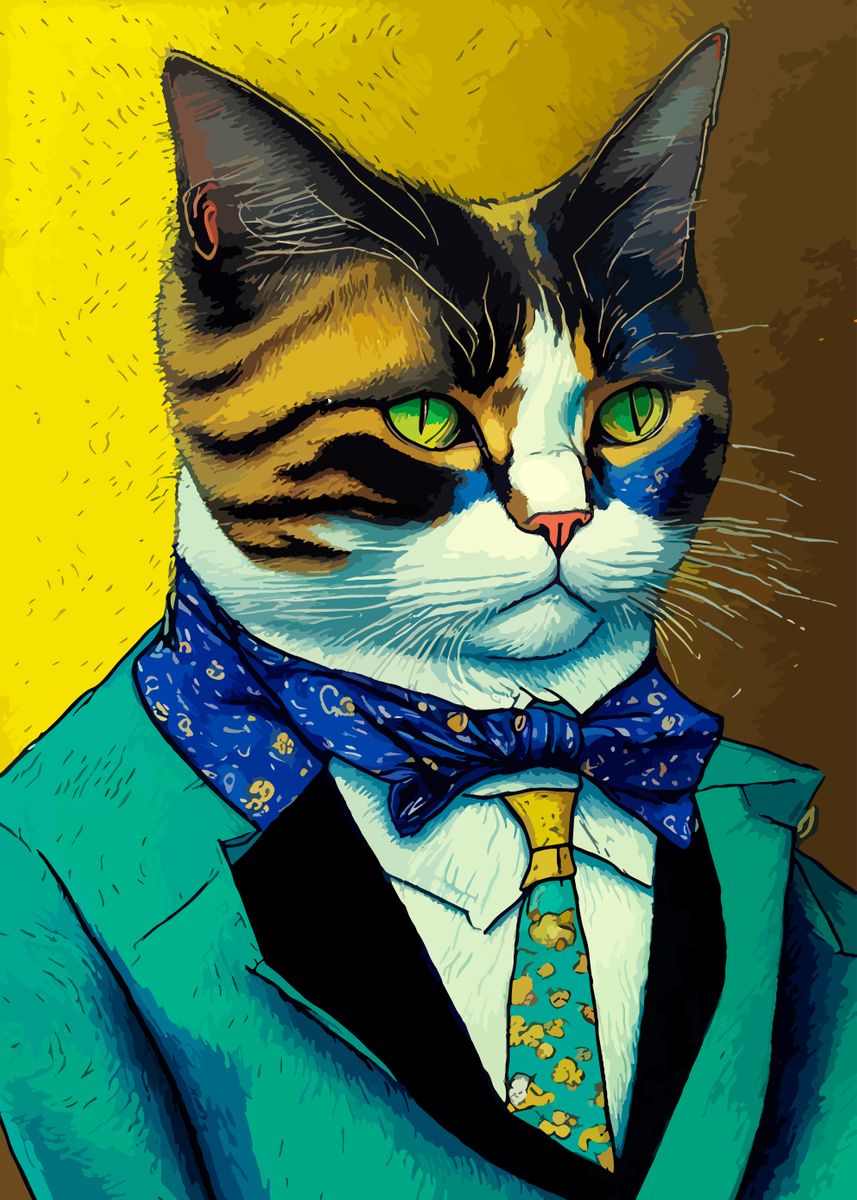 'CAT BY VINCENT VAN GOGH' Poster, picture, metal print, paint by ...