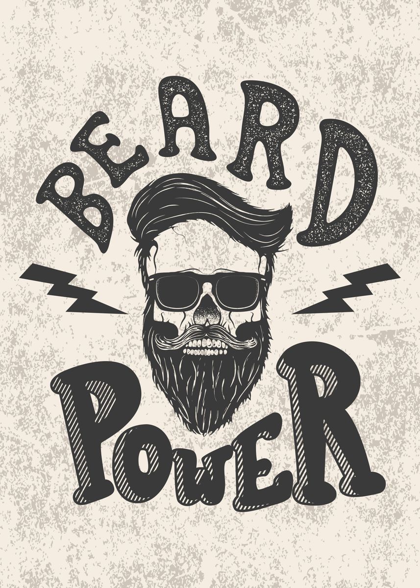 'Beard power' Poster, picture, metal print, paint by VectorHight | Displate