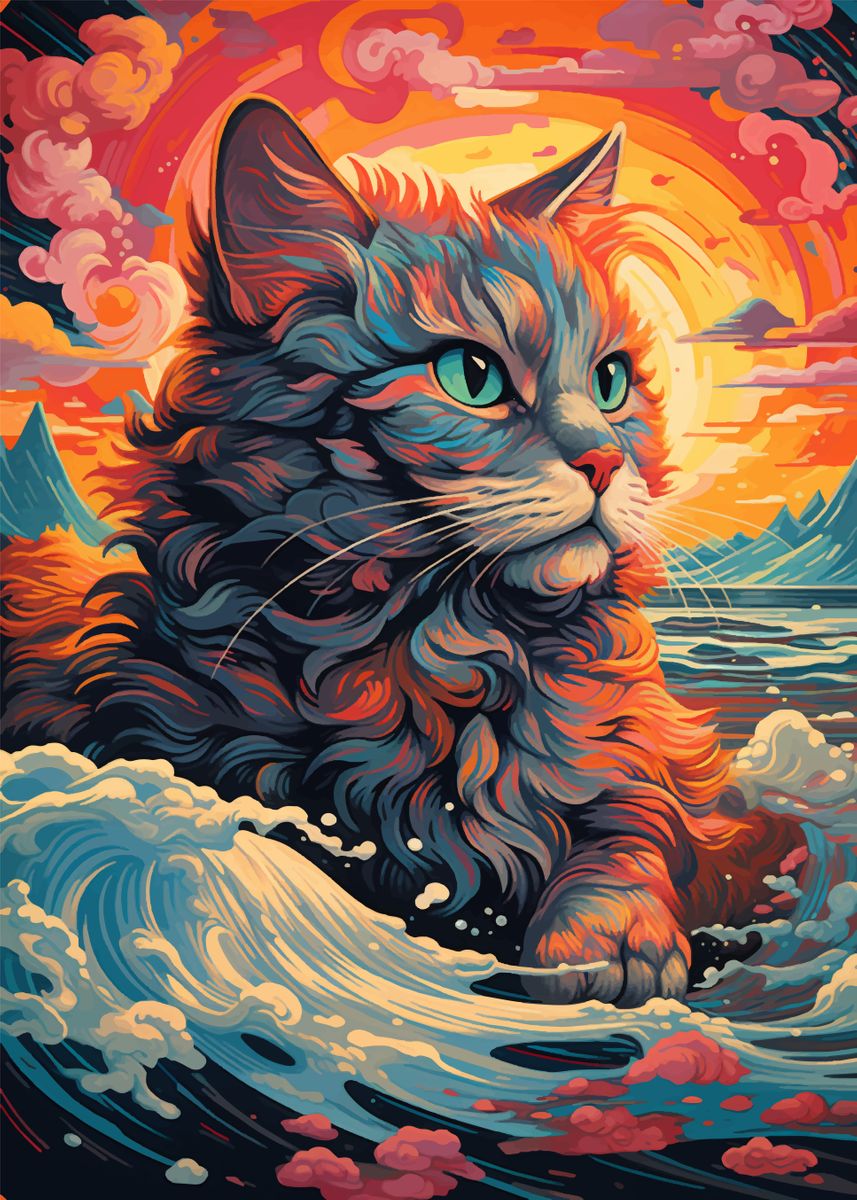 'Cat In The Sunshine' Poster, picture, metal print, paint by Cathy ...