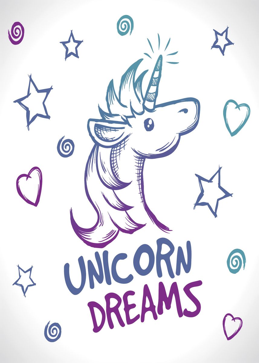 'Unicorn Dreams' Poster, picture, metal print, paint by Nice Pictures ...
