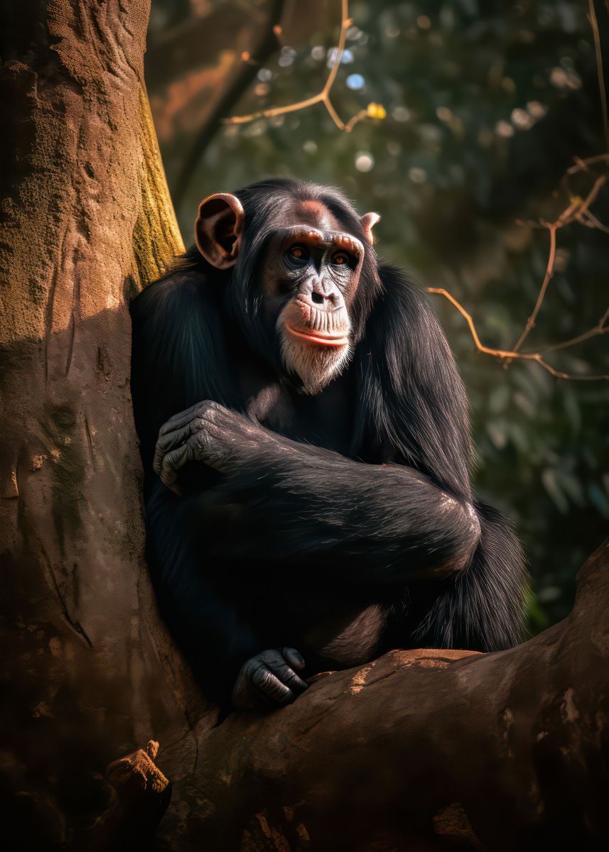 'Friendly chimpanzee' Poster, picture, metal print, paint by Zooscape ...