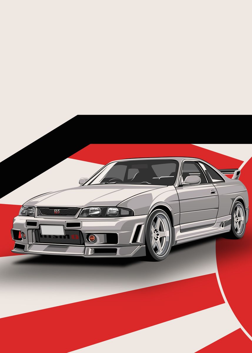 'Nissan Skyline R33' Poster, picture, metal print, paint by Mark Andrew ...