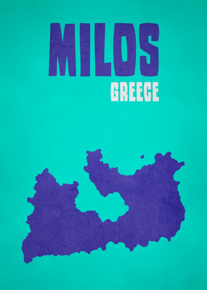 'MILOS GREECE MAP' Poster, picture, metal print, paint by KIMIDIGI ...