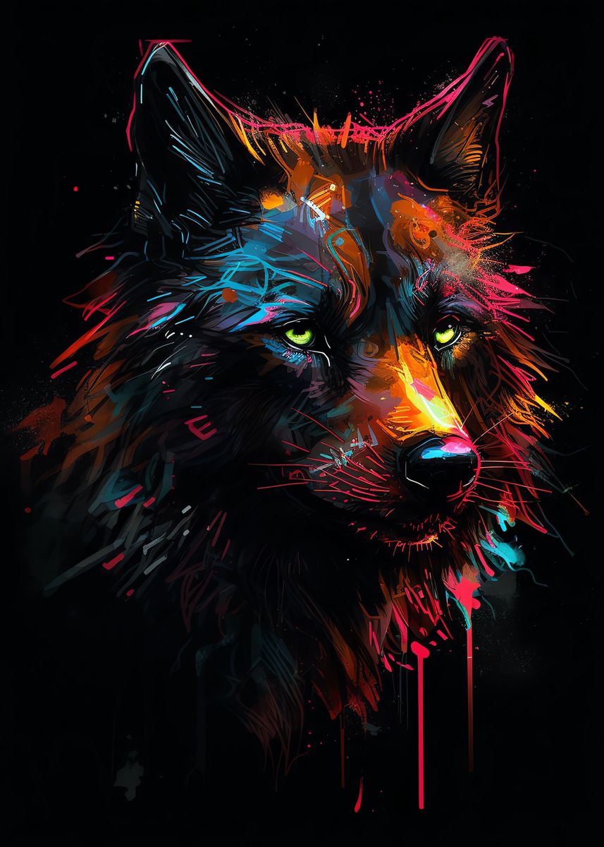 'Wolf Painting Animal' Poster, picture, metal print, paint by Xavi ...