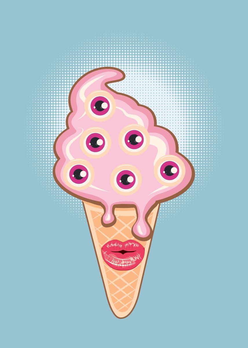 'Many eyes ice cream' Poster, picture, metal print, paint by ...