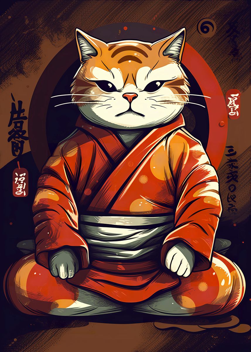 'Serious Cat ' Poster, picture, metal print, paint by MaluBobo | Displate