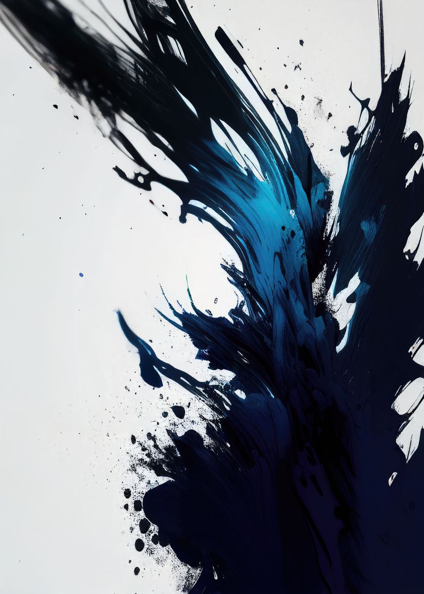 'Texture cold blue splatter' Poster, picture, metal print, paint by MCAshe Art | Displate