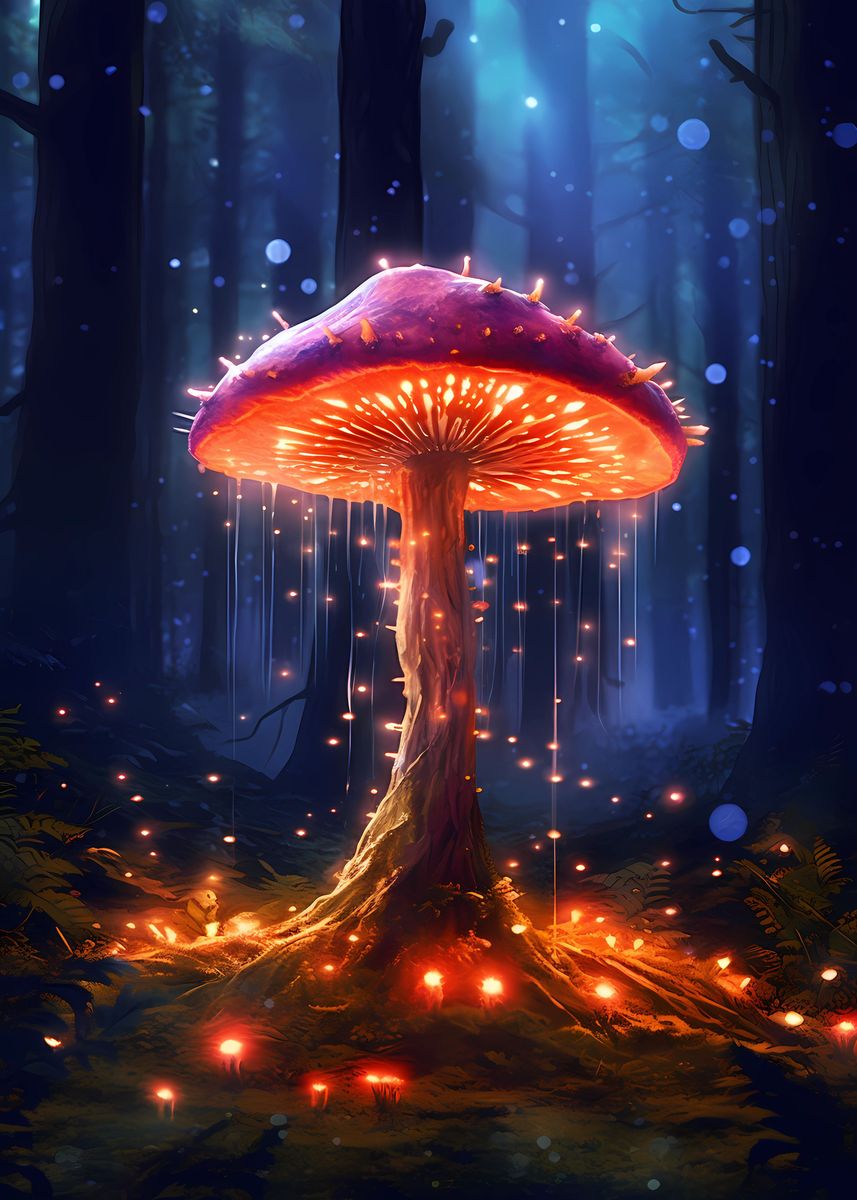 'Mushrooms Forest' Poster, picture, metal print, paint by DecoyDesign ...
