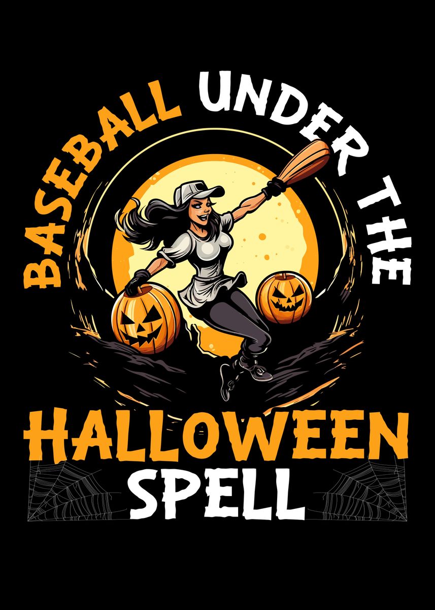 'Baseball Halloween' Poster, picture, metal print, paint by NAO | Displate