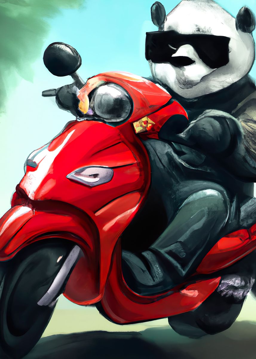 'Motorcycle Panda' Poster, picture, metal print, paint by maxdesign ...