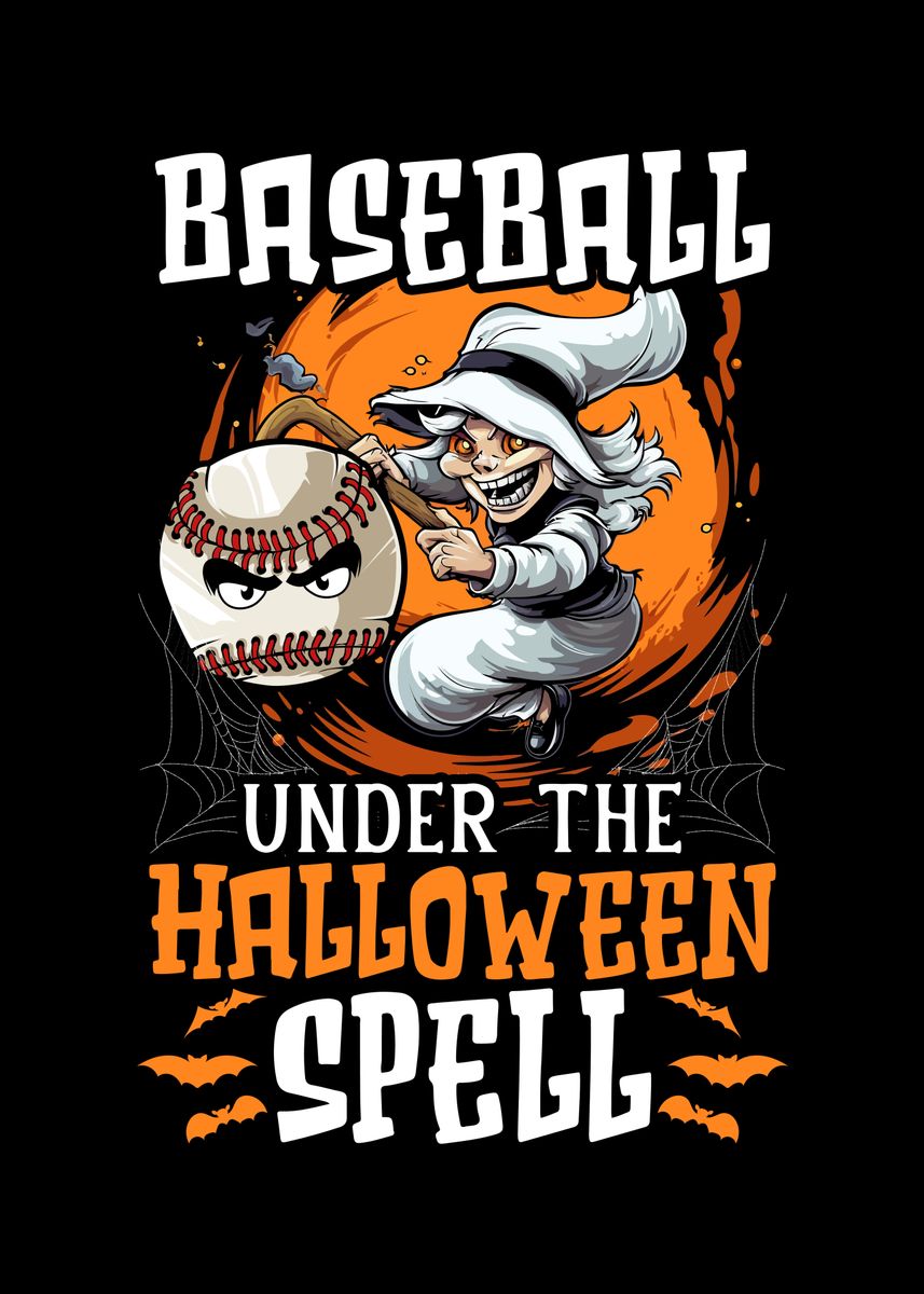 'Baseball Halloween' Poster, picture, metal print, paint by NAO | Displate