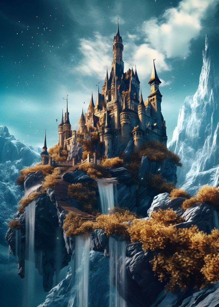 'Fantasy Castle 01' Poster, picture, metal print, paint by Muhammad Irsan | Displate