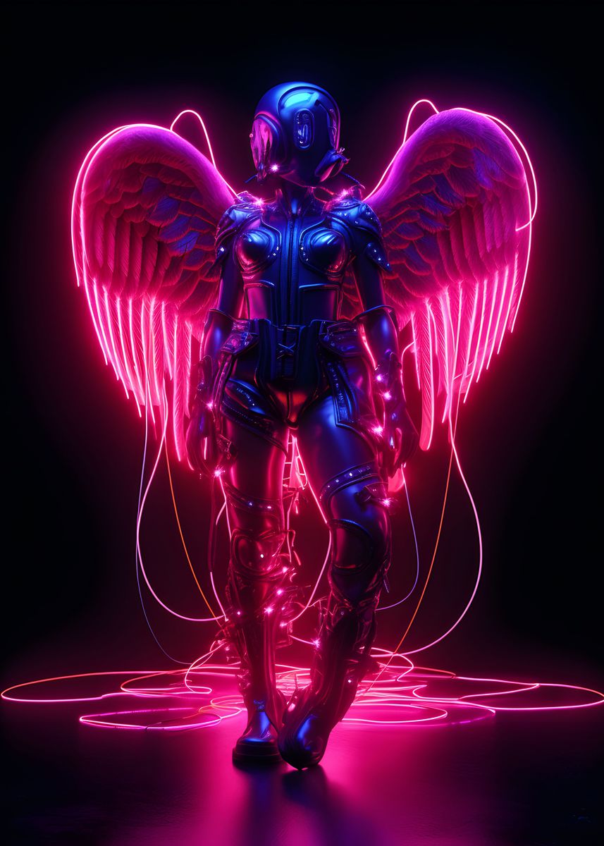 'Cyber Angel' Poster, picture, metal print, paint by Nexus | Displate