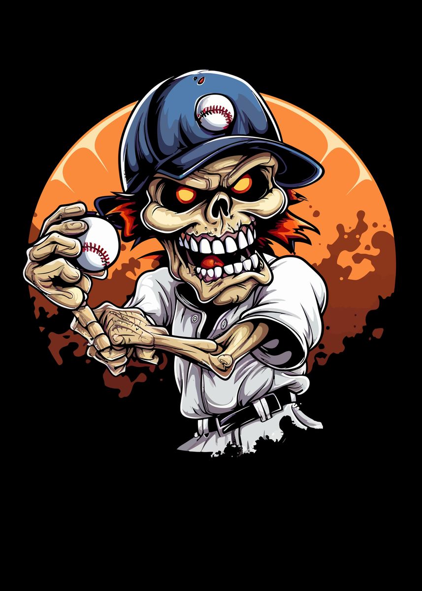 'Baseball Halloween' Poster, picture, metal print, paint by NAO | Displate
