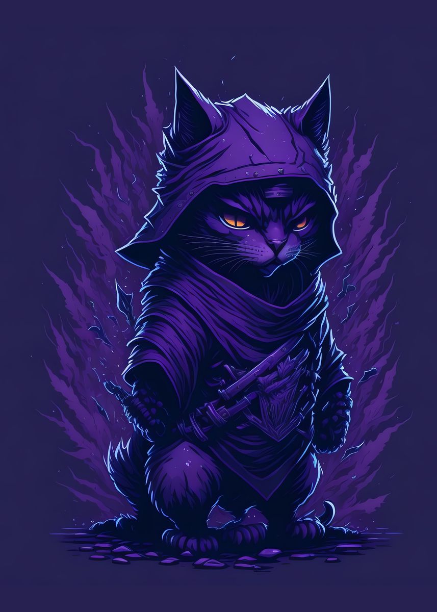 'cool assassin cat' Poster, picture, metal print, paint by Jauhari ...