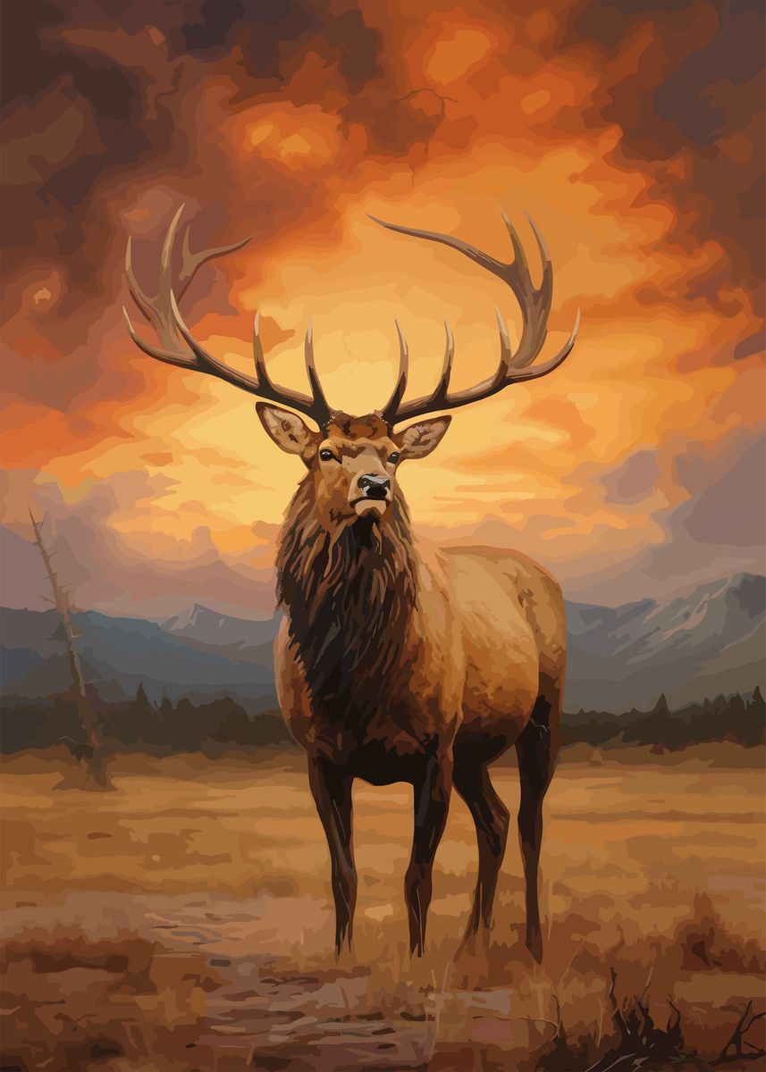 'American Elk' Poster, picture, metal print, paint by Cool Worker ...