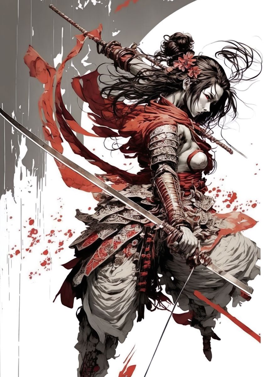 'Japanese Samurai woman' Poster, picture, metal print, paint by ...