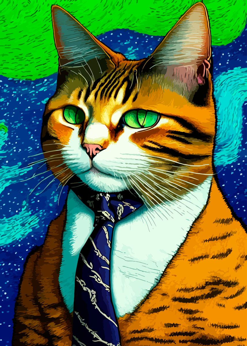 'CAT BY VINCENT VAN GOGH' Poster by Osvaldo Ramos Artist | Displate