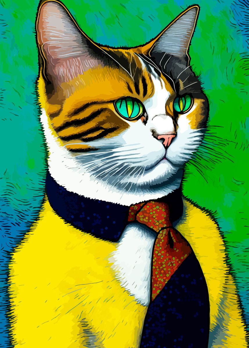 'CAT BY VINCENT VAN GOGH' Poster, picture, metal print, paint by ...