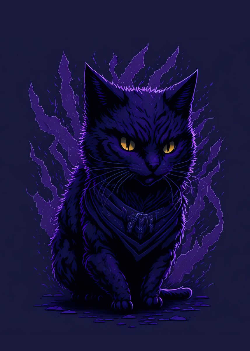 'Wizard cat purple' Poster, picture, metal print, paint by Jauhari ...