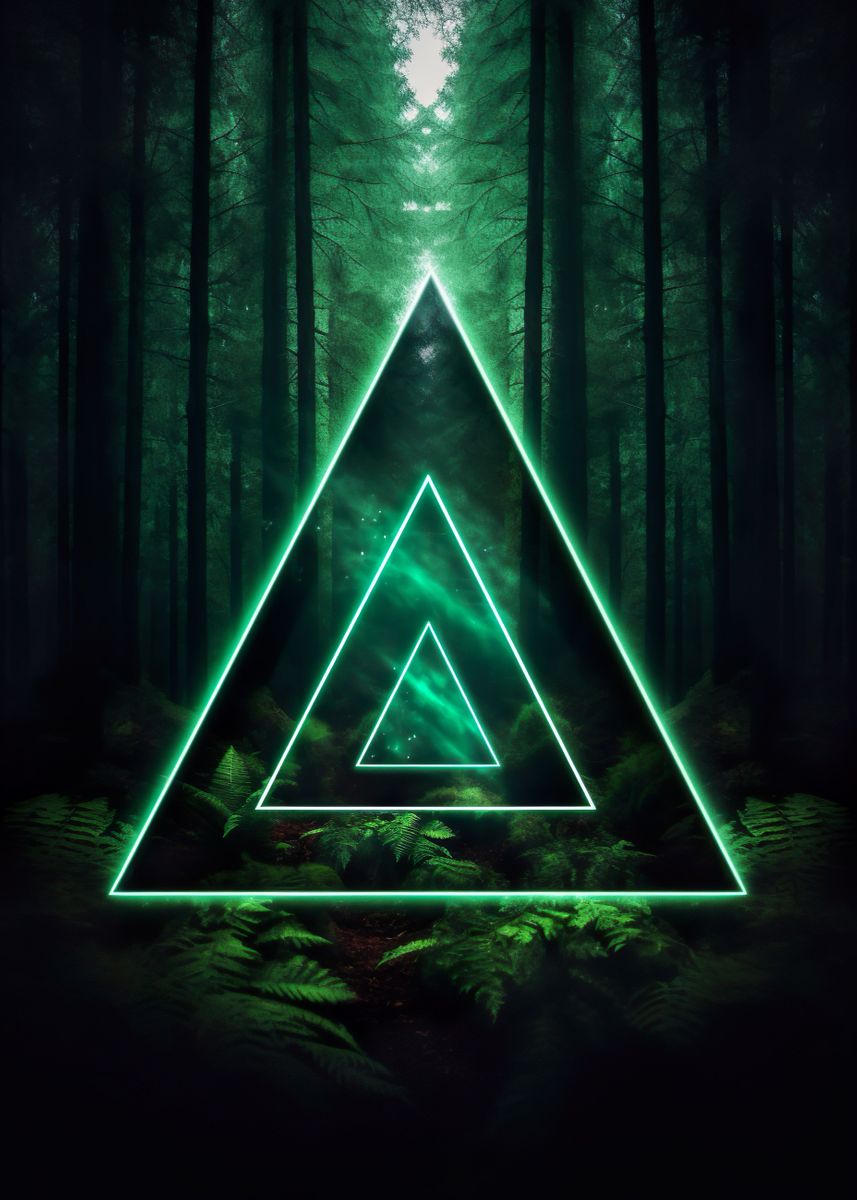 'Forest Triangles Abstract' Poster, picture, metal print, paint by ...