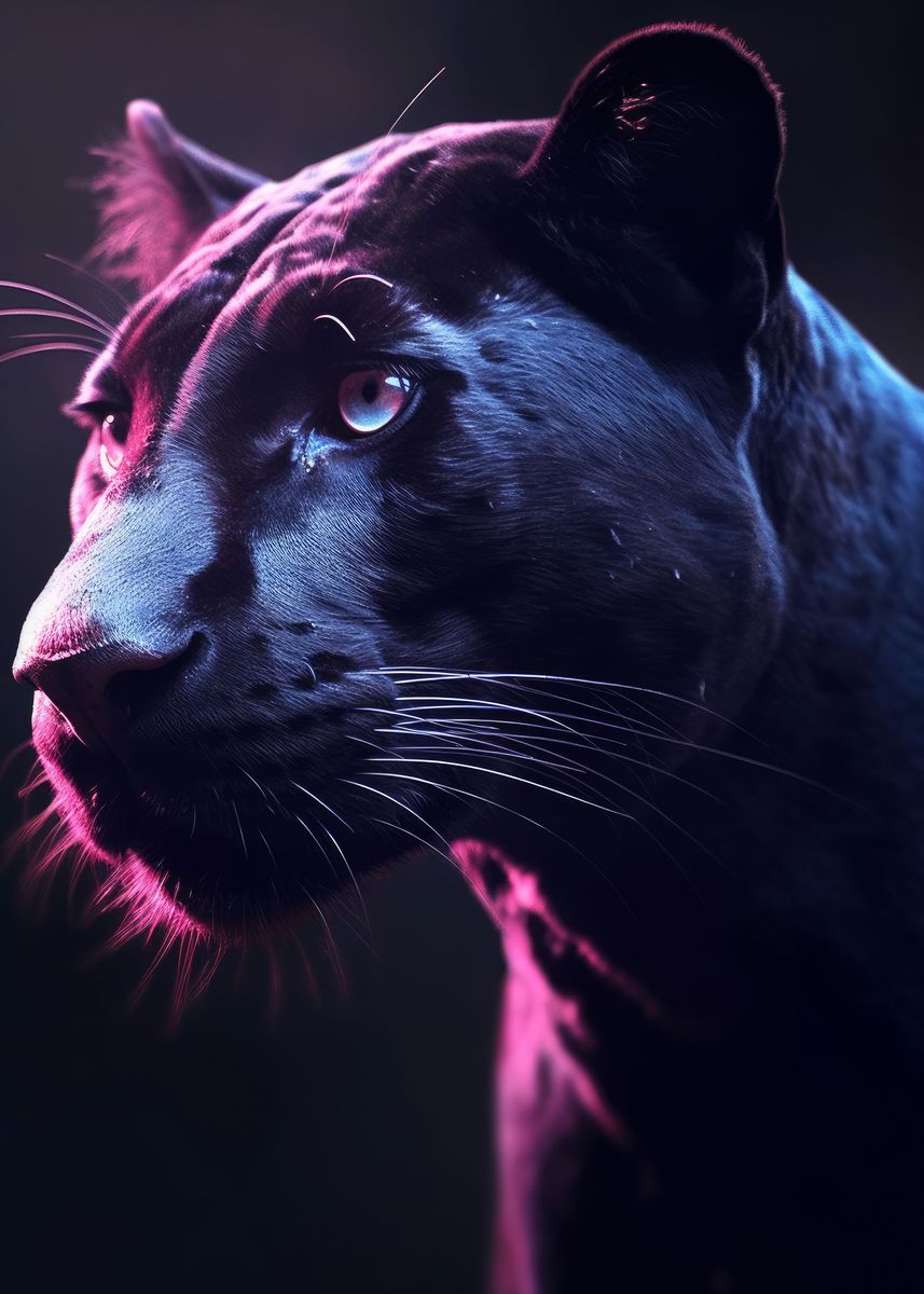 'black panther pink light' Poster, picture, metal print, paint by Adel ...