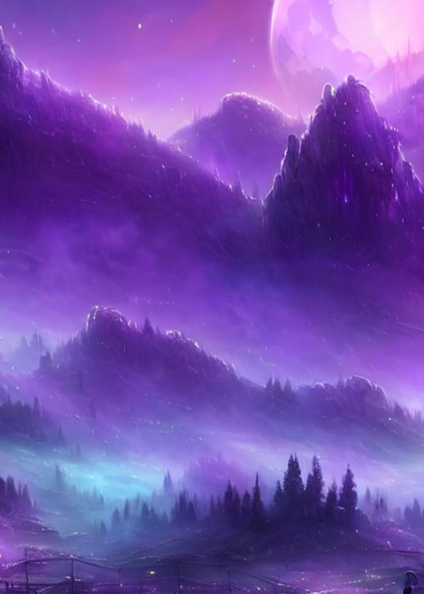 'Purple Landscape' Poster by Andreas Schär | Displate