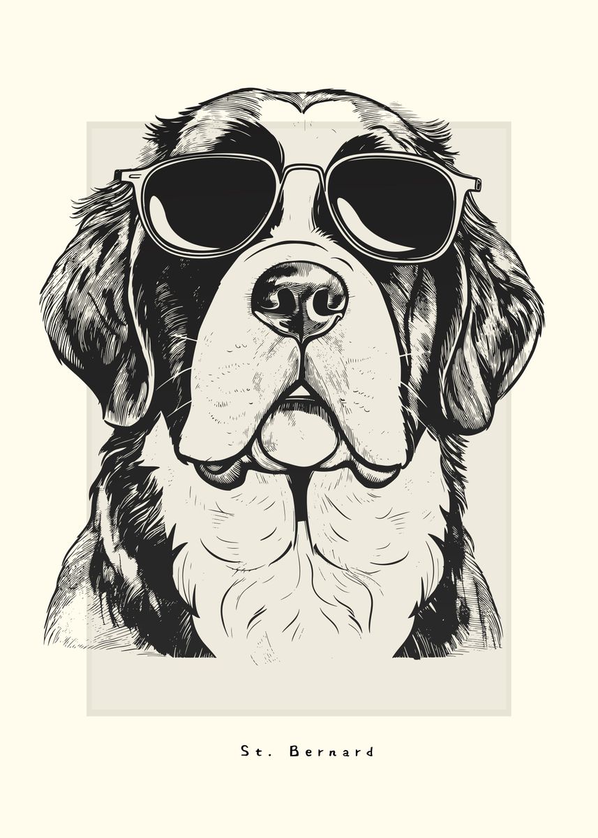 'St Bernard Illustration' Poster by Rafael Dxgn | Displate