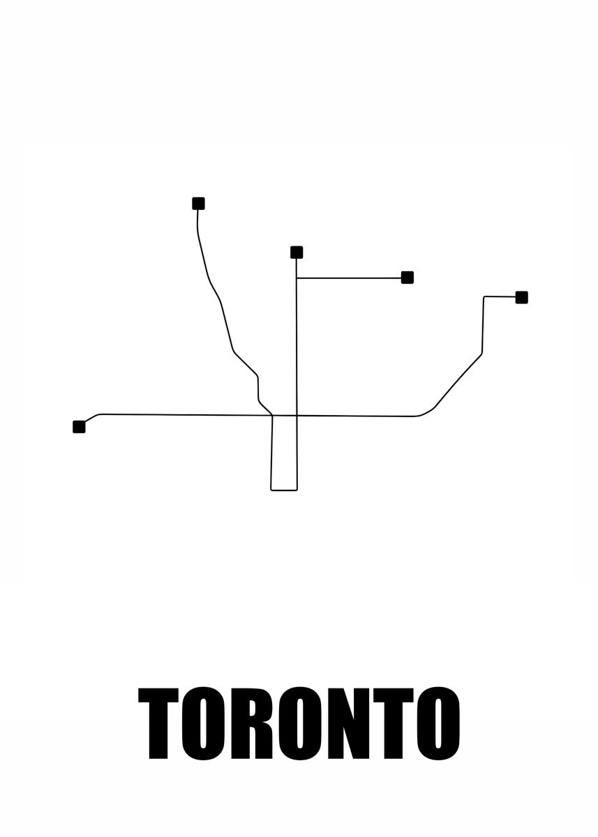 'Toronto White Subway Map' Poster, picture, metal print, paint by Sky ...