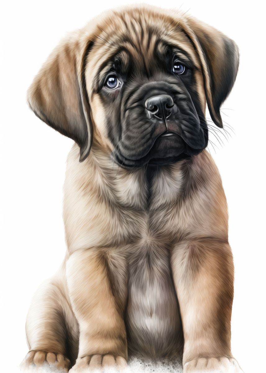 'English Mastiff Dog 03' Poster, picture, metal print, paint by Aloke ...