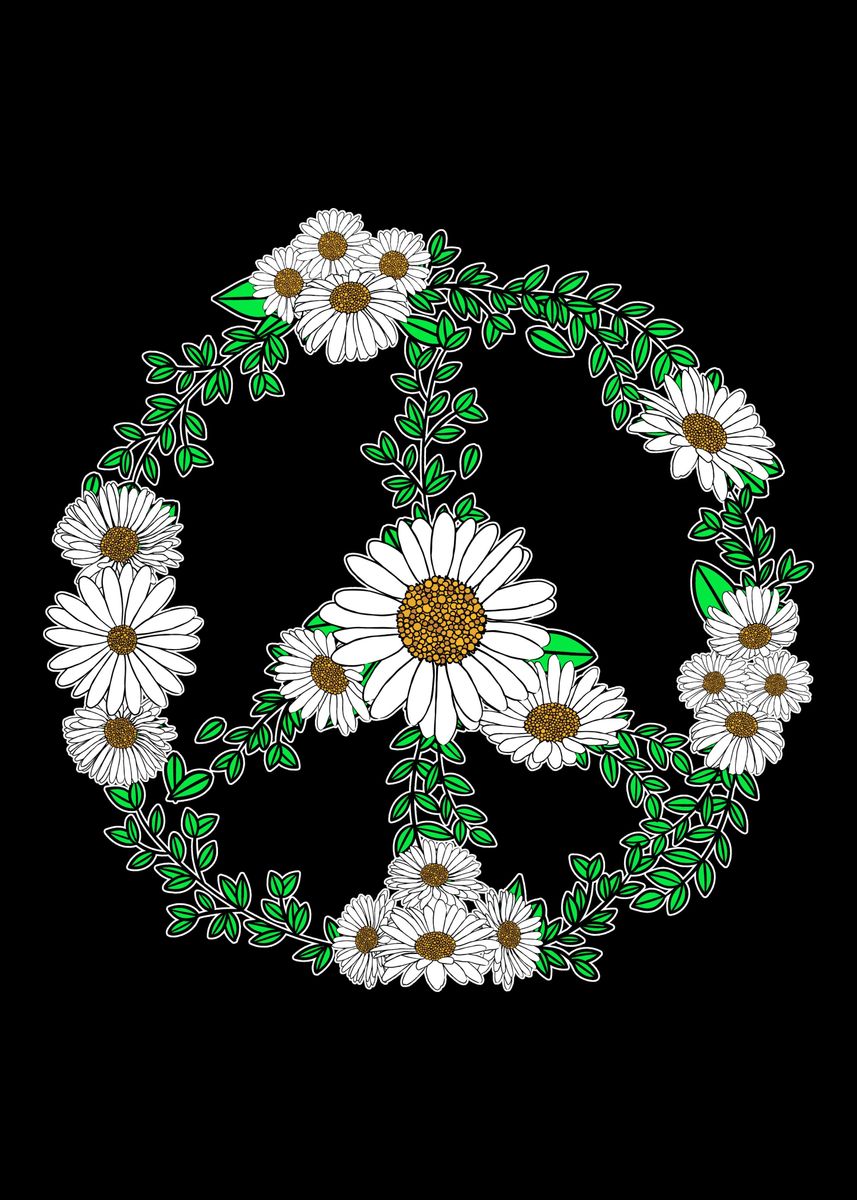 'Daisy Peace Sign' Poster, picture, metal print, paint by ...