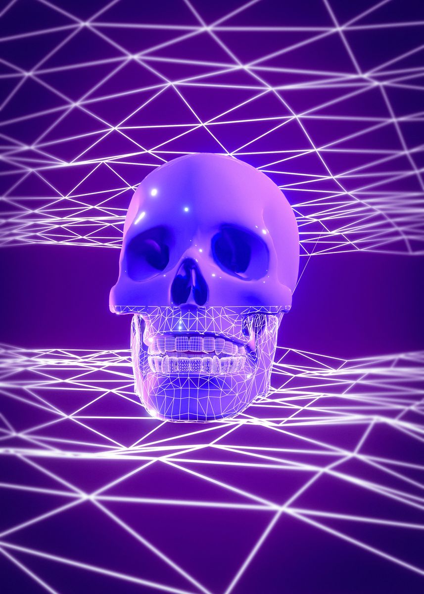 'Wire Skull' Poster, picture, metal print, paint by Techonalta | Displate