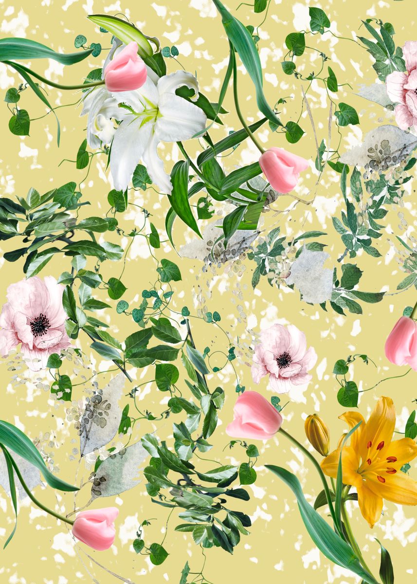 'Abstract floral background' Poster, picture, metal print, paint by ...