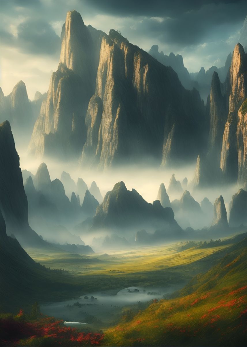 'Dramatic landscape' Poster, picture, metal print, paint by Below ...