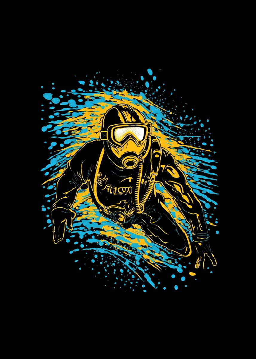'Scuba Diving Diver Dive' Poster, picture, metal print, paint by ...