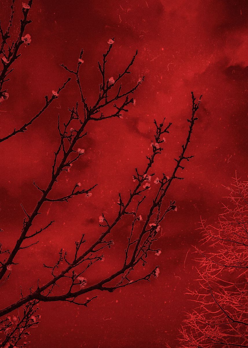 'Red Tree and Branchs' Poster, picture, metal print, paint by Alexjo ...