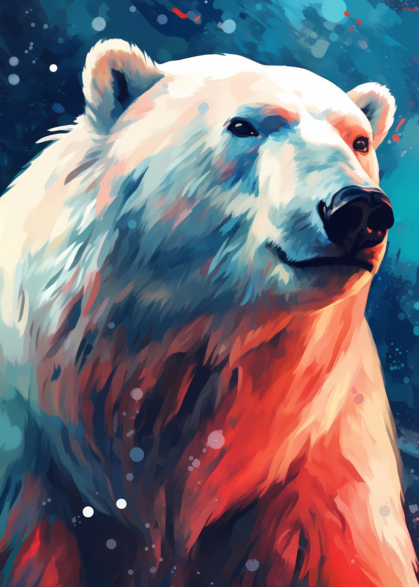 'Polar Bear Colorful' Poster, picture, metal print, paint by ...