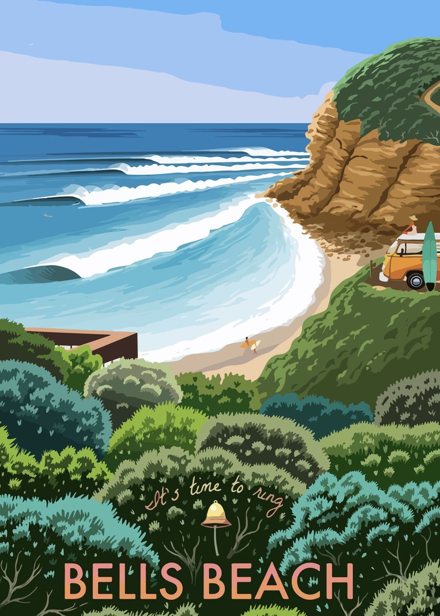 'Travel to bells beach' Poster, picture, metal print, paint by Leonardo ...