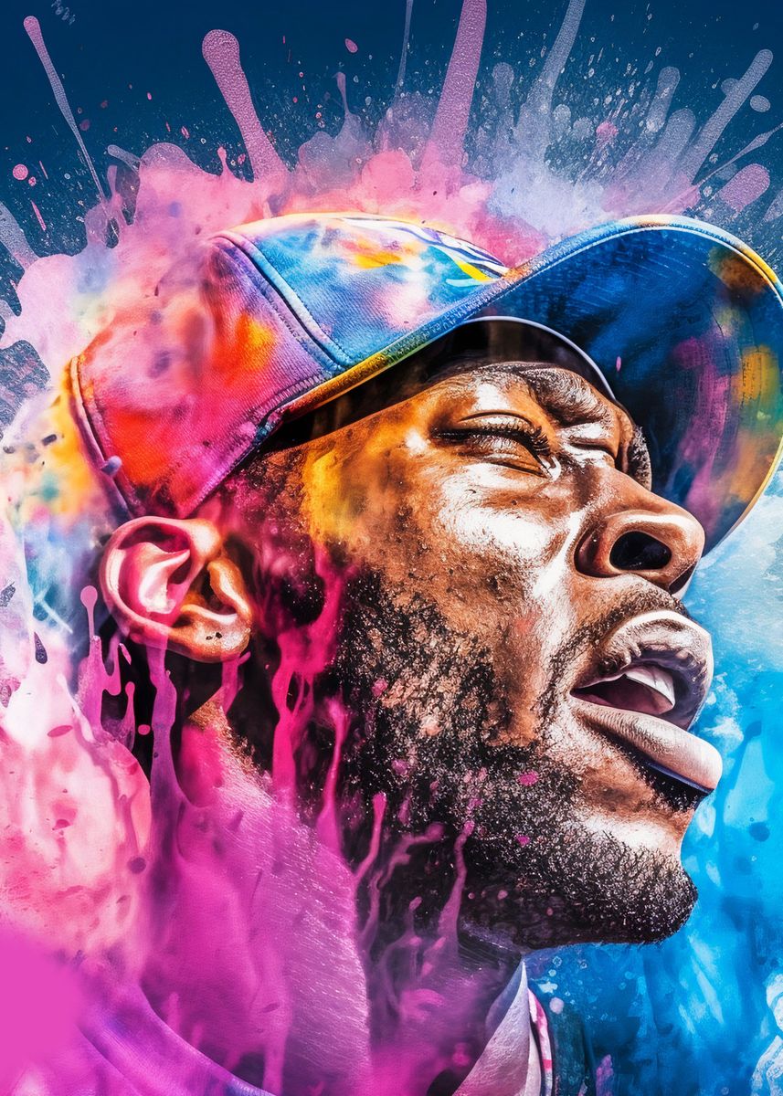 'Rapper Face' Poster, picture, metal print, paint by Plasse Pete | Displate