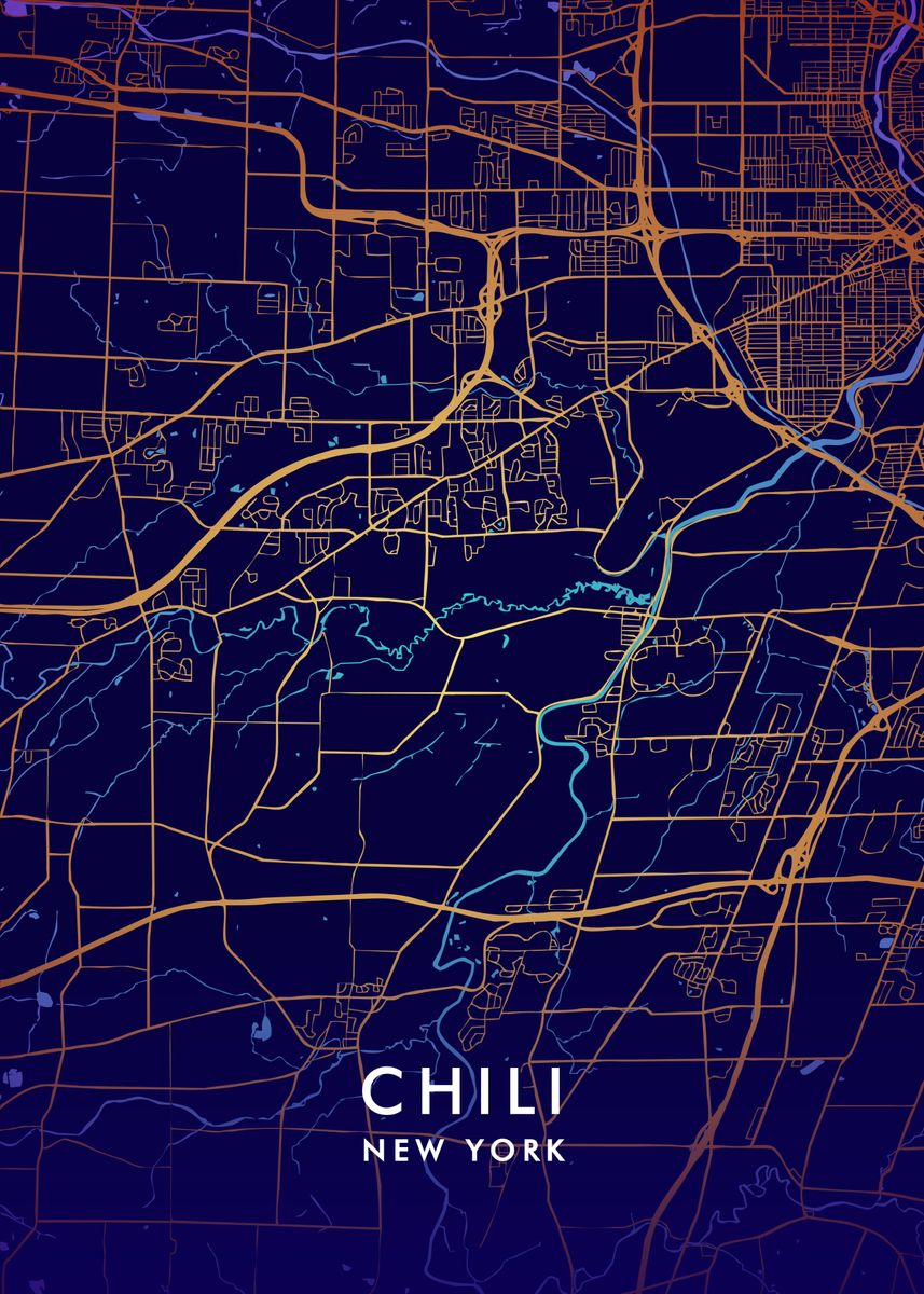 'Chili New York Map' Poster, picture, metal print, paint by Miracle ...