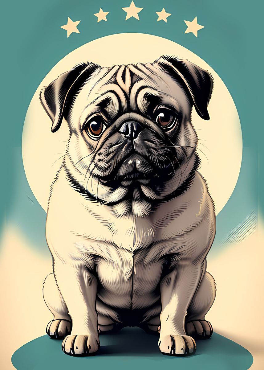 'cute dog retro style' Poster, picture, metal print, paint by erma wati ...