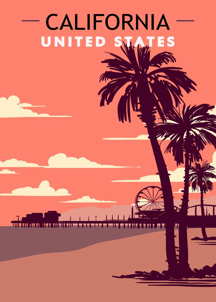 'USA California Travel' Poster, picture, metal print, paint by Le Thi ...