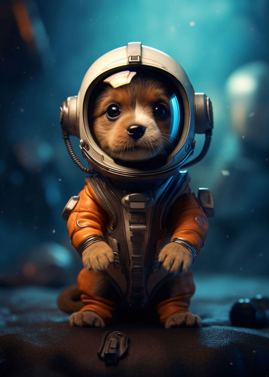 'Puppy Astronaut' Poster, picture, metal print, paint by Conceptual ...