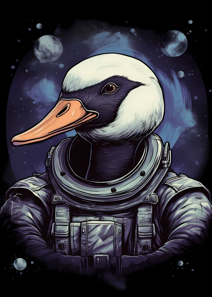 'Goose Astronaut' Poster, picture, metal print, paint by FavoritePlates ...