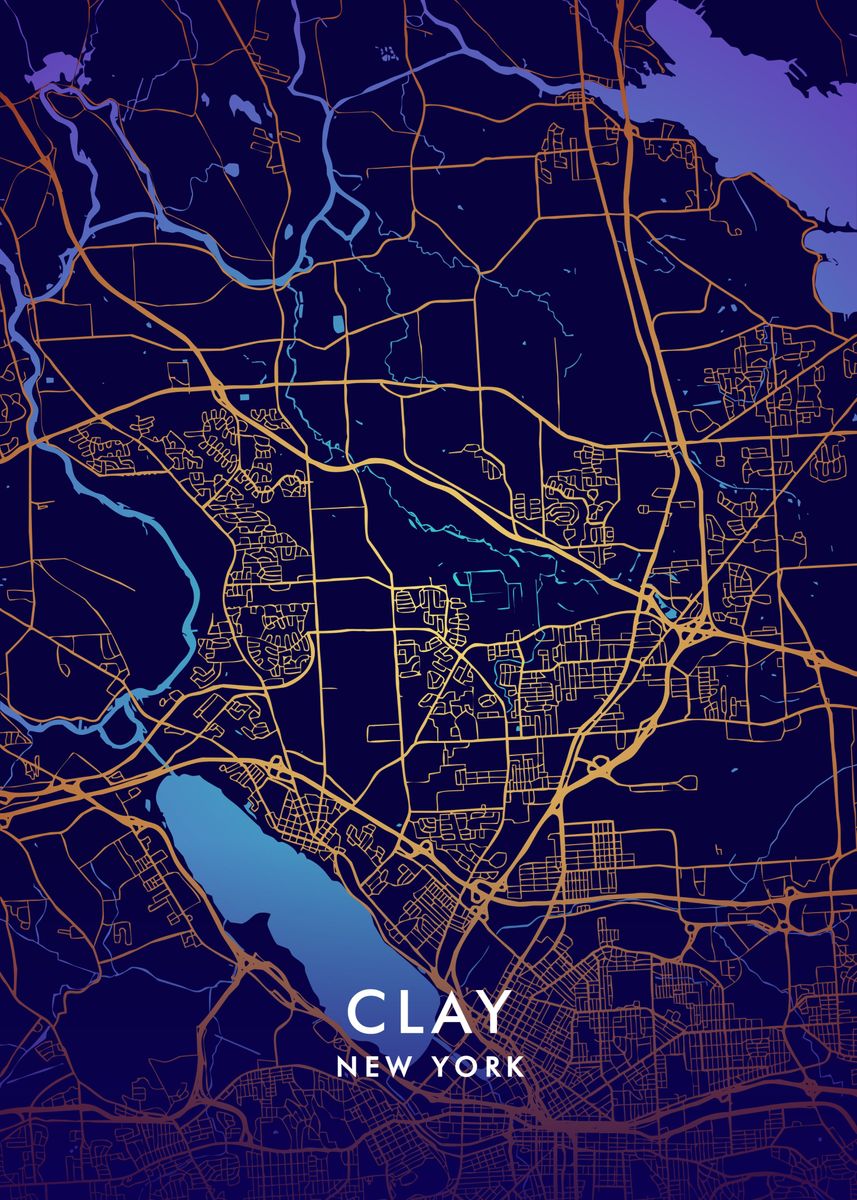 'Clay New York Map' Poster, picture, metal print, paint by Miracle ...